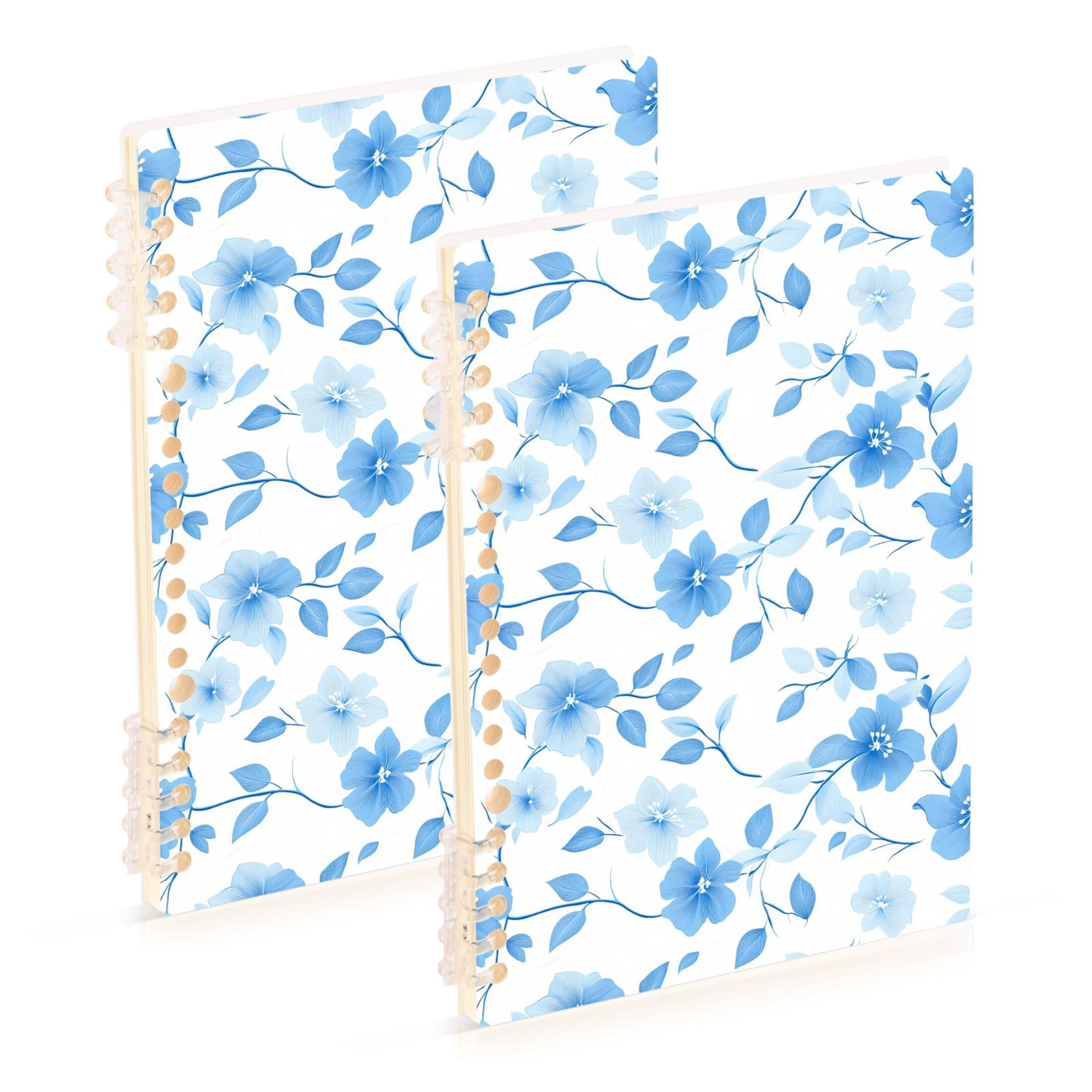Blue Flower and Leaf Notebooks 2 Pcs 1-subject Journal 60 Sheets A5 ...
