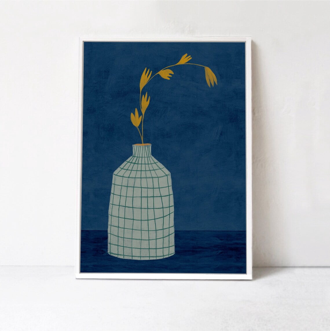 Blue Flower in a Vase Art Bohemian Eclectic Home Decor Unframed Paper ...