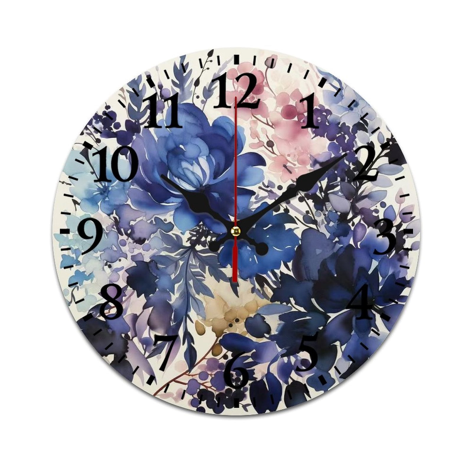 Blue FlowerWatercolor (1) Wall Clock Modern Design Clocks Wall Hanging ...