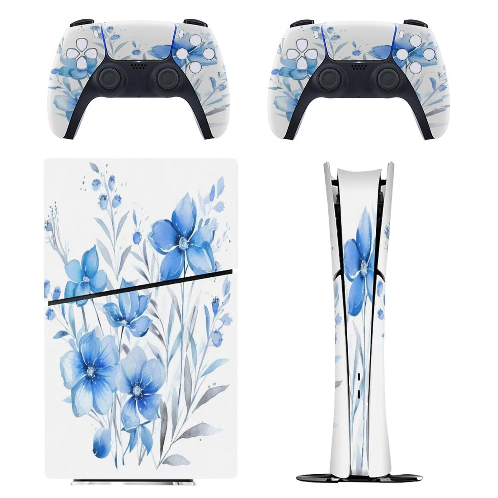 Blue FlowerWatercolor (3) PS5/PS5 Slim Digital Disc Skin Sticker For ...