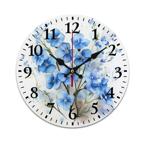 Blue FlowerWatercolor (4) Wall Clock Modern Design Clocks Wall Hanging ...