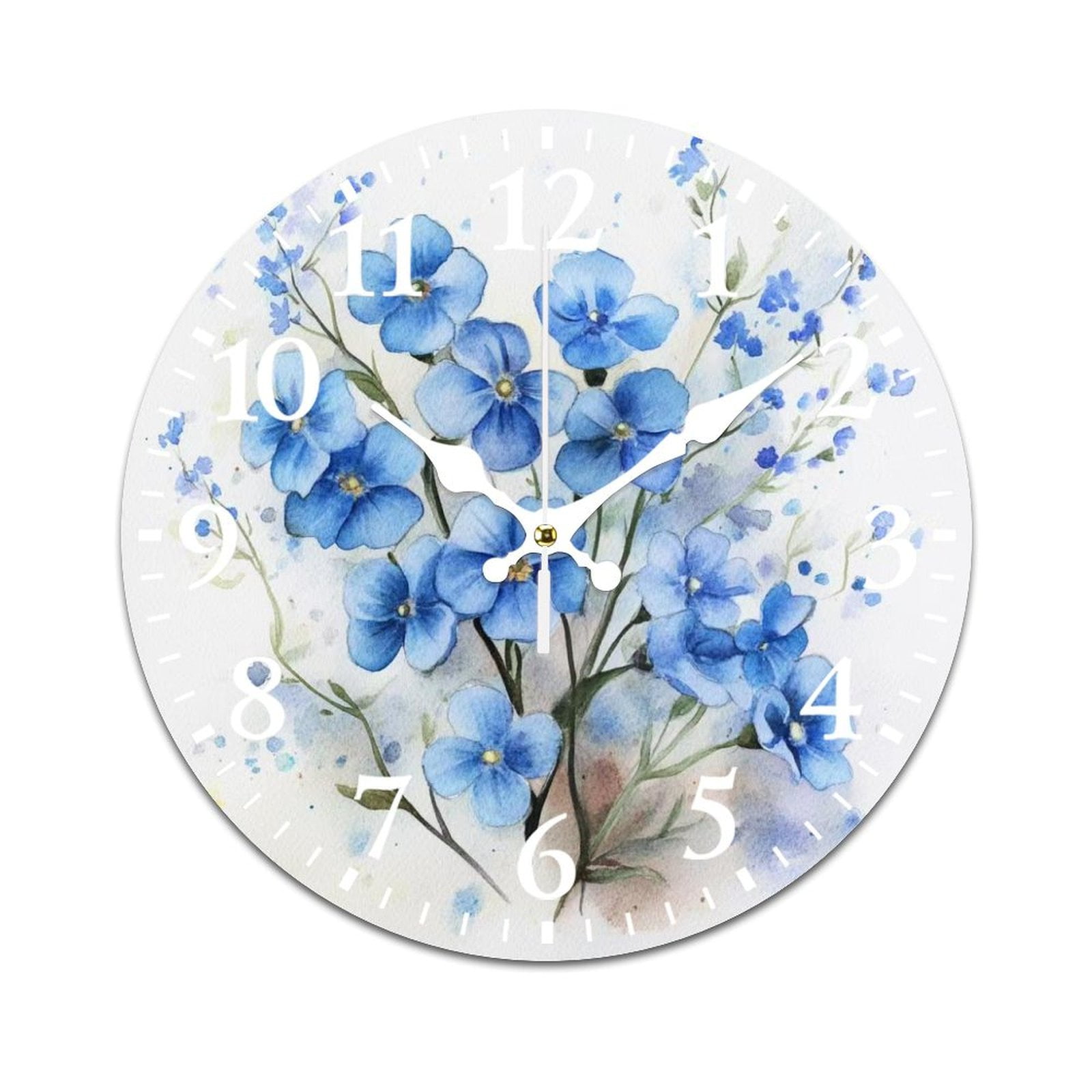 Blue FlowerWatercolor (4) Wall Clock Modern Design Clocks Wall Hanging ...