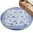 Blue Flowers 3ft Non Slip Round Area Rug Floral Geometric Classic ...