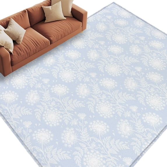 Blue Flowers Area Rug 5x7 Washable Rug Non Slip Cute Floral Botanical ...