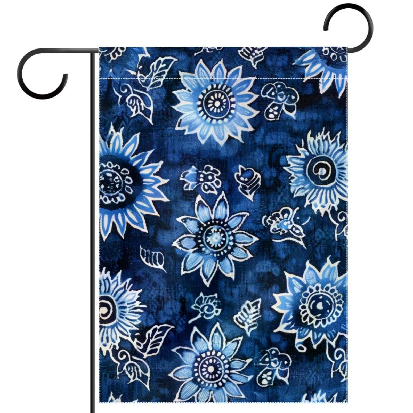 Blue Flowers Art Pattern Garden Flag Double Sided House Flag for ...