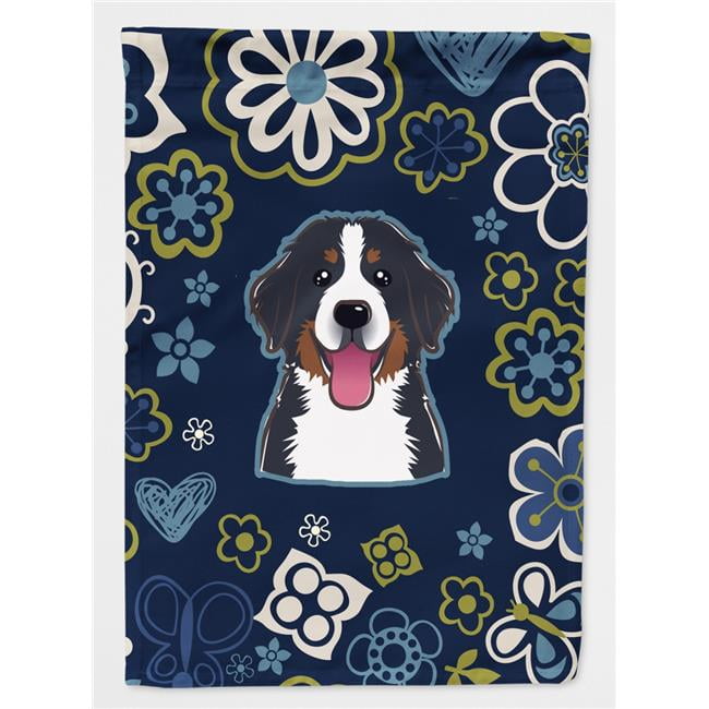 Blue Flowers Bernese Mountain Dog Garden Size Flag - Walmart.com