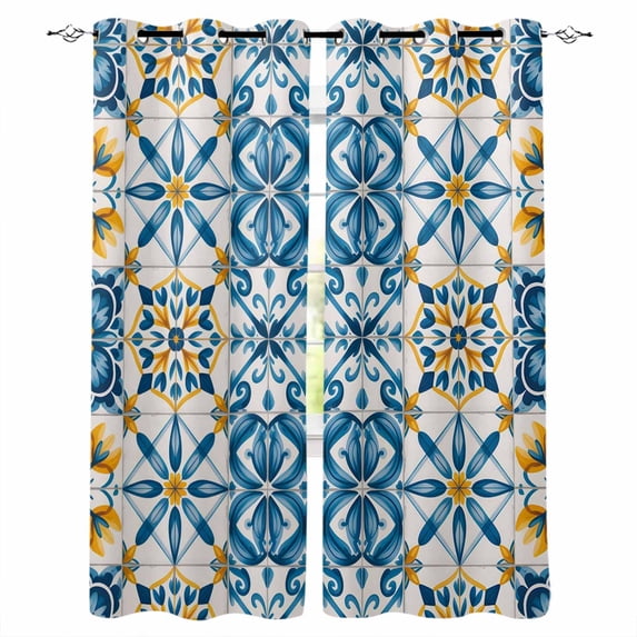 Blue Flowers Blackout Curtains for Bedroom/Living Room, Thermal ...