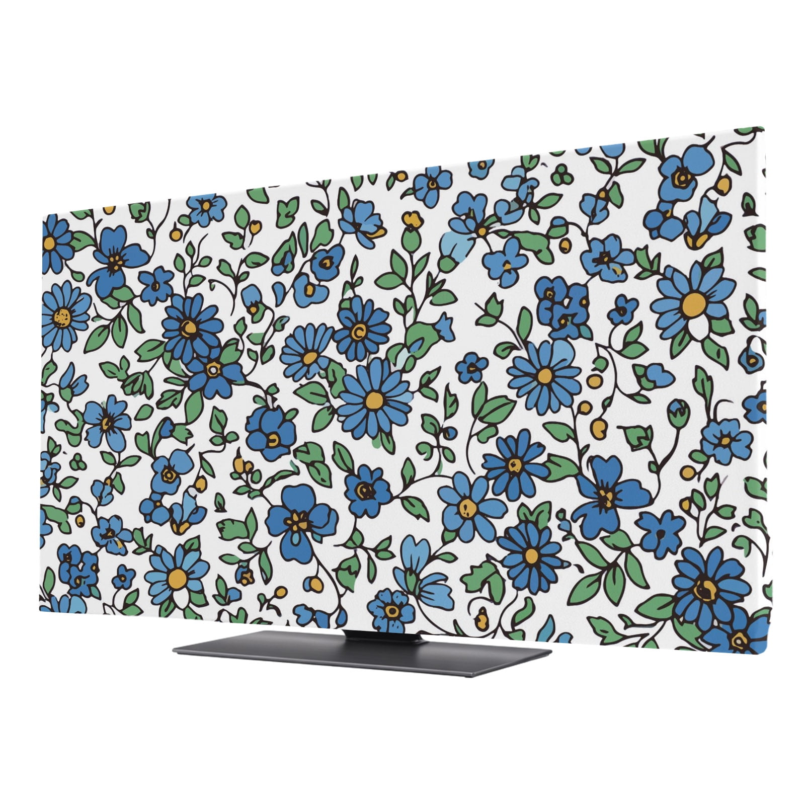 Blue Flowers Blossom TV Cover for 55 Inch Screen,Stretch Fabric ...