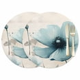 Blue Flowers Butterfly Leather Placemats Set of 2, 12 Inch, Watercolor ...