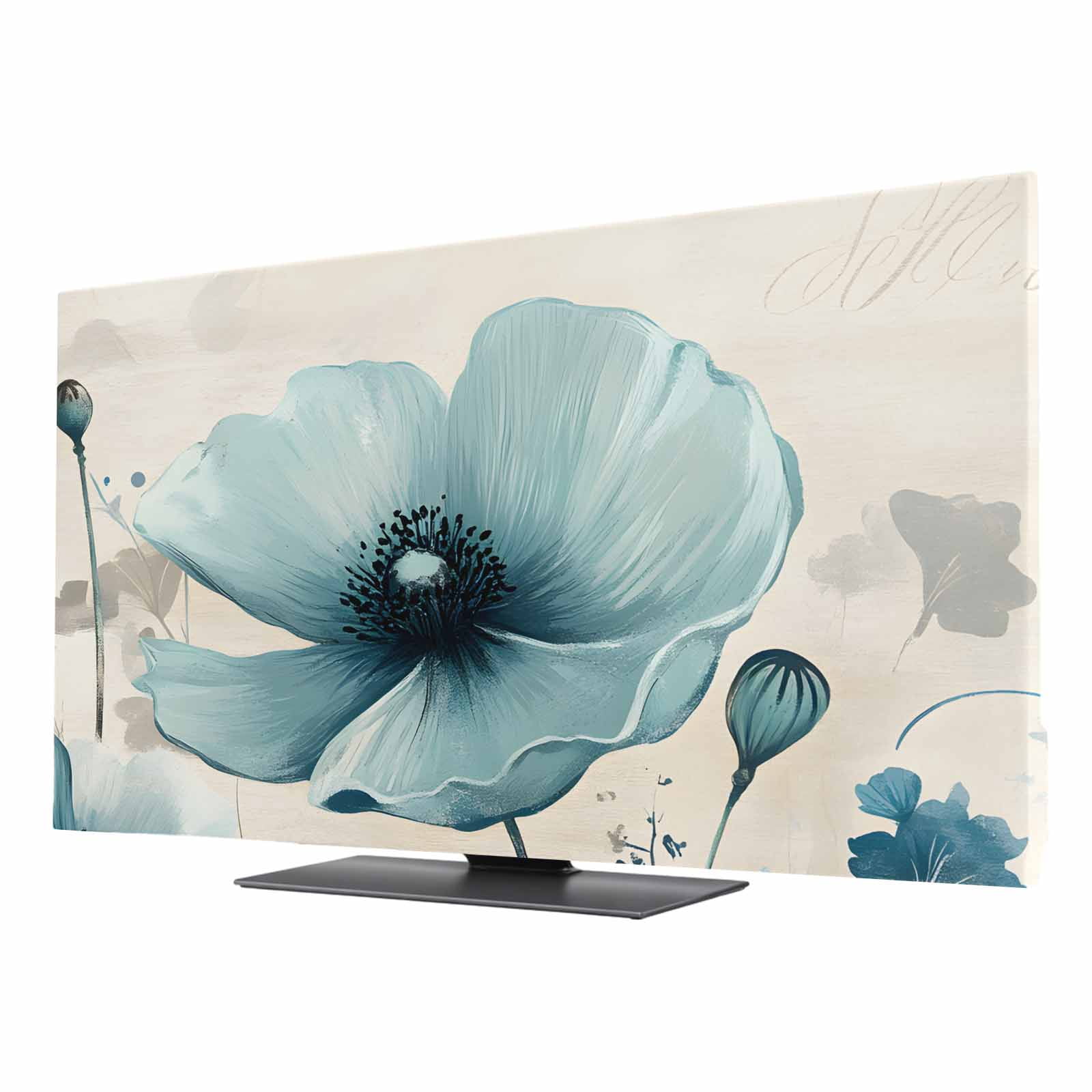 Blue Flowers Butterfly TV Dust Cover 32 Inch, Watercolor Retro Leaf ...