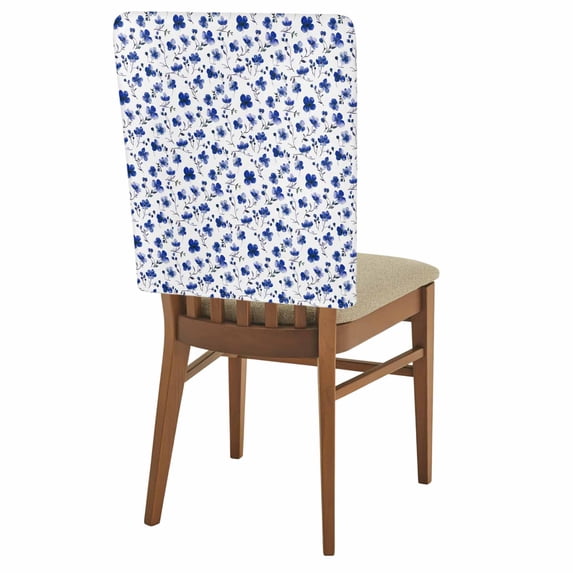 Blue Flowers Chair Back Covers Set of 4 Spring Floral Removable Dining ...