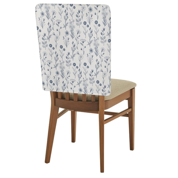 Blue Flowers Chair Back Covers Set of 4 Vintage Farm Floral Plant ...