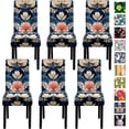 Blue Flowers Chair Covers Set of 6, Elegant Dining Spring Chair Cover ...