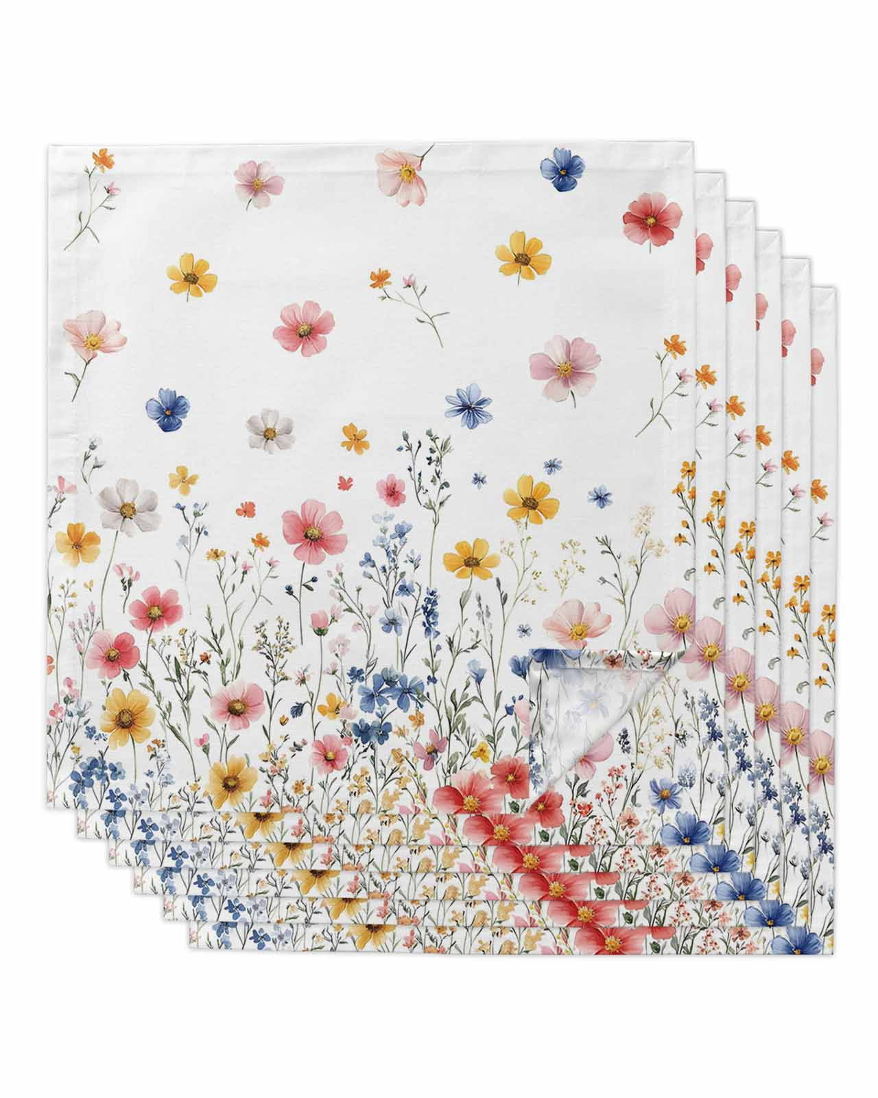 Blue Flowers Cloth Napkins Set of 6 Reusable Dinner Napkins, Pink ...