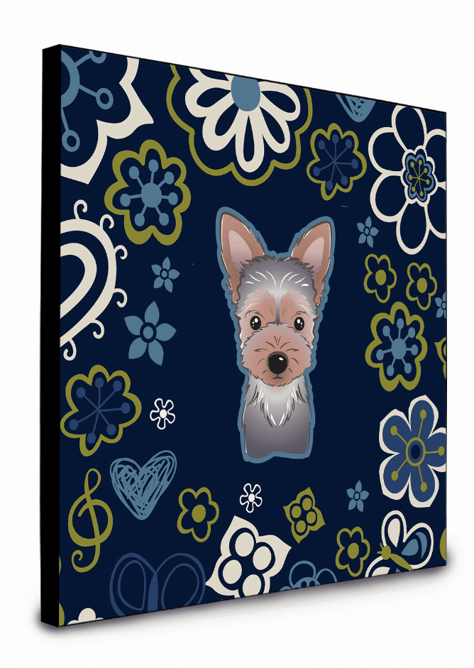 Carolines Treasures BB5083UP88 8 x 8 x 0.625 in. Blue Flowers Yorkie ...