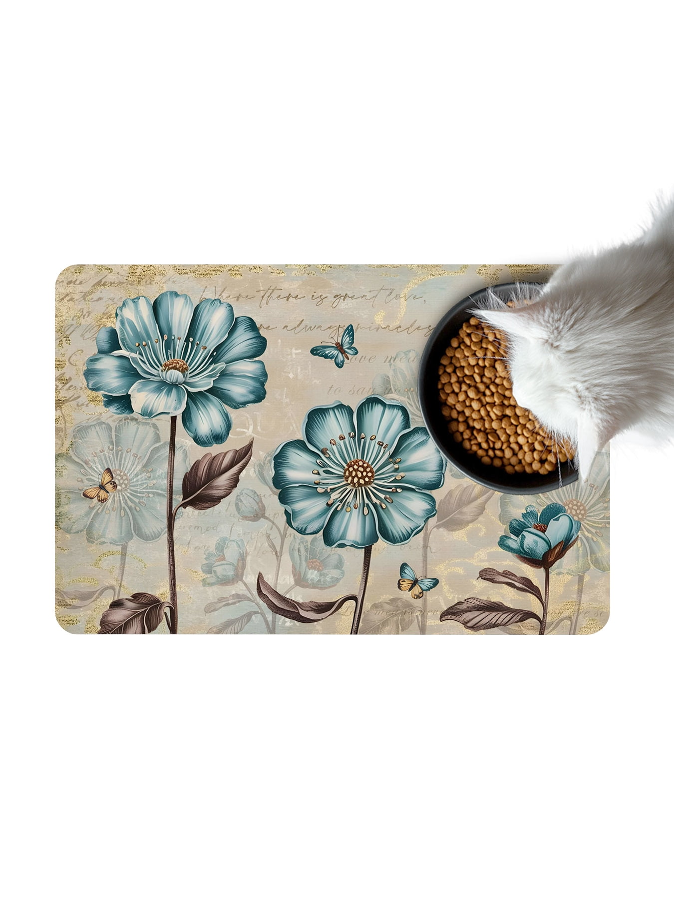 Blue Flowers Doormat Non Slip Diatomaceous Earth Door Mat Absorbent ...