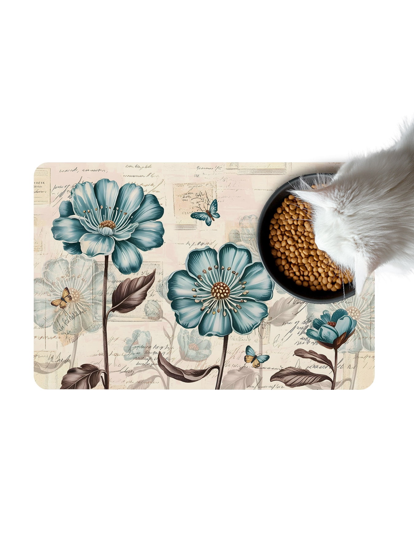 Blue Flowers Doormat Non Slip Diatomaceous Earth Door Mat Absorbent ...