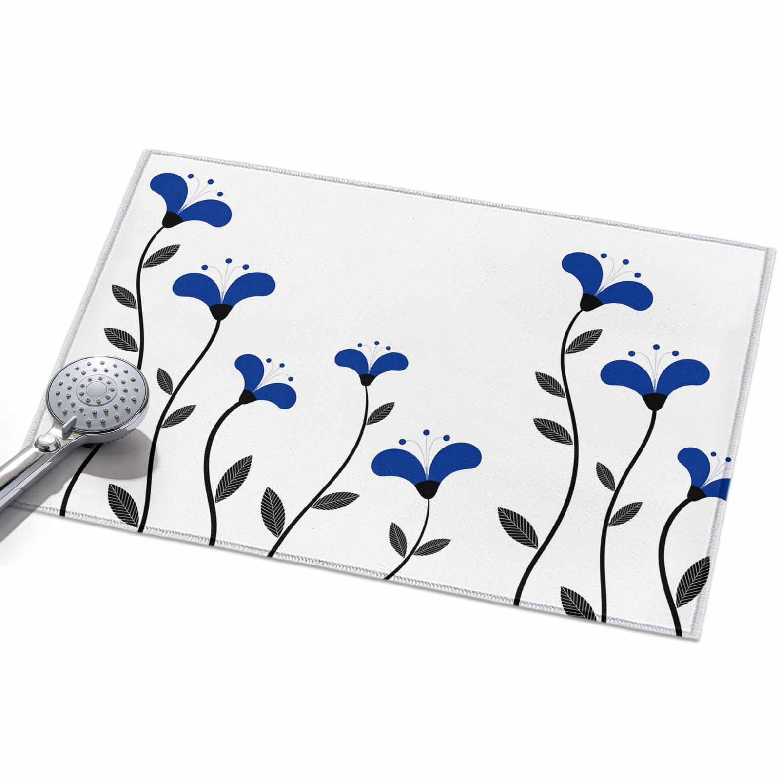 Blue Flowers Entryway Rug 2x3ft Washable Non Slip Bathroom Rug Indoor ...