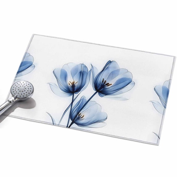 Blue Flowers Entryway Rug 2x3ft Washable Non Slip Bathroom Rug Low Pile ...