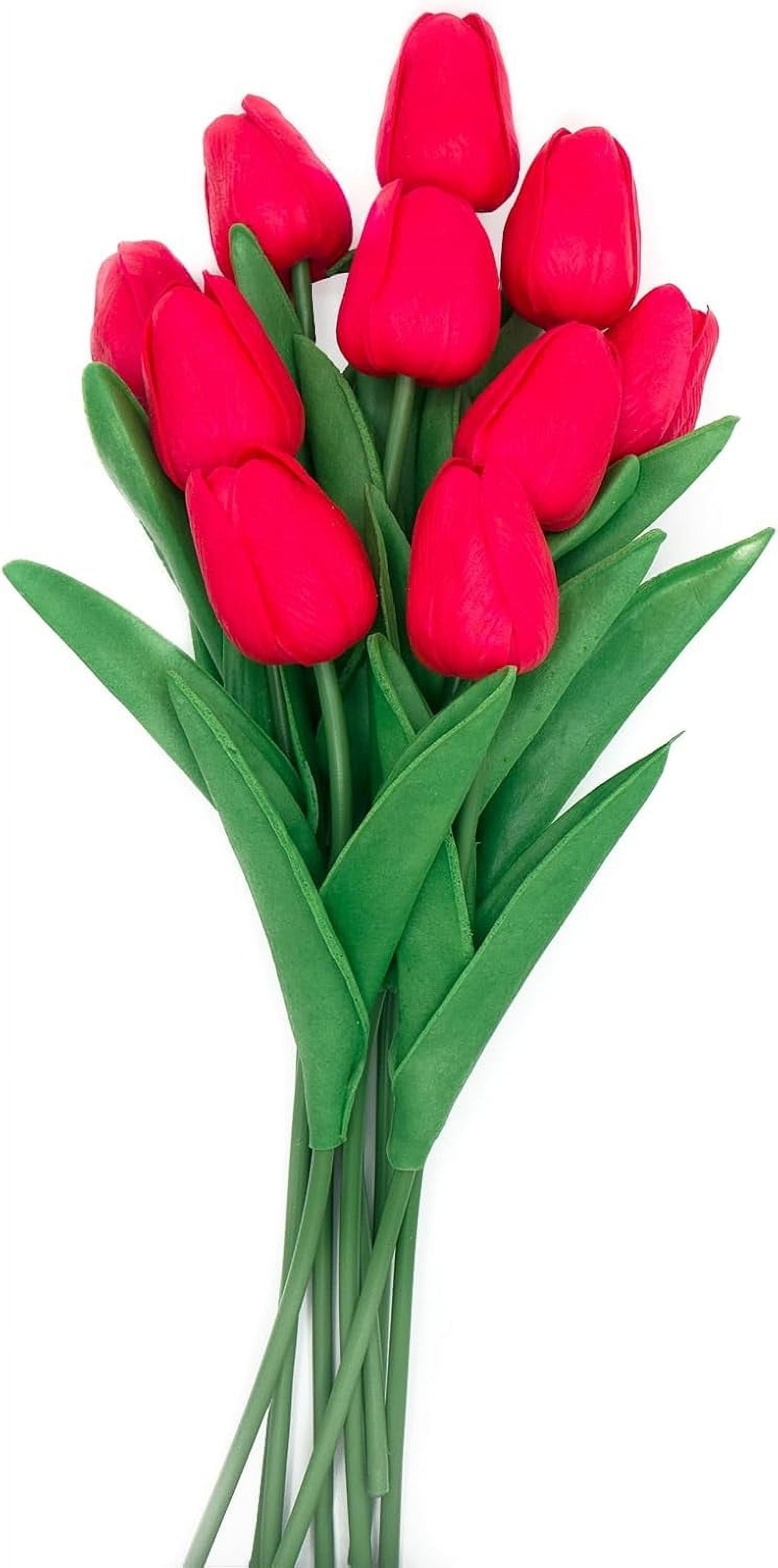 Blue Flowers Fake Tulips Artificial Flowers, 13 Inch Real Touch PU ...