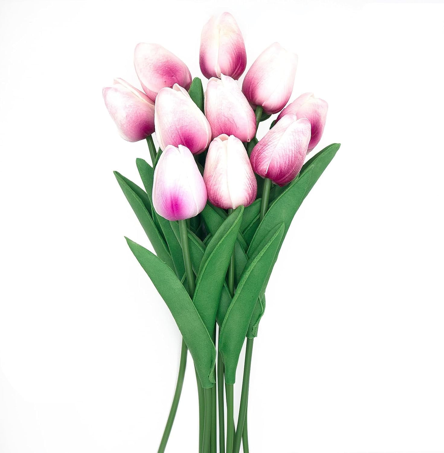 Blue Flowers Fake Tulips Artificial Flowers, 13 Inch Real Touch PU ...