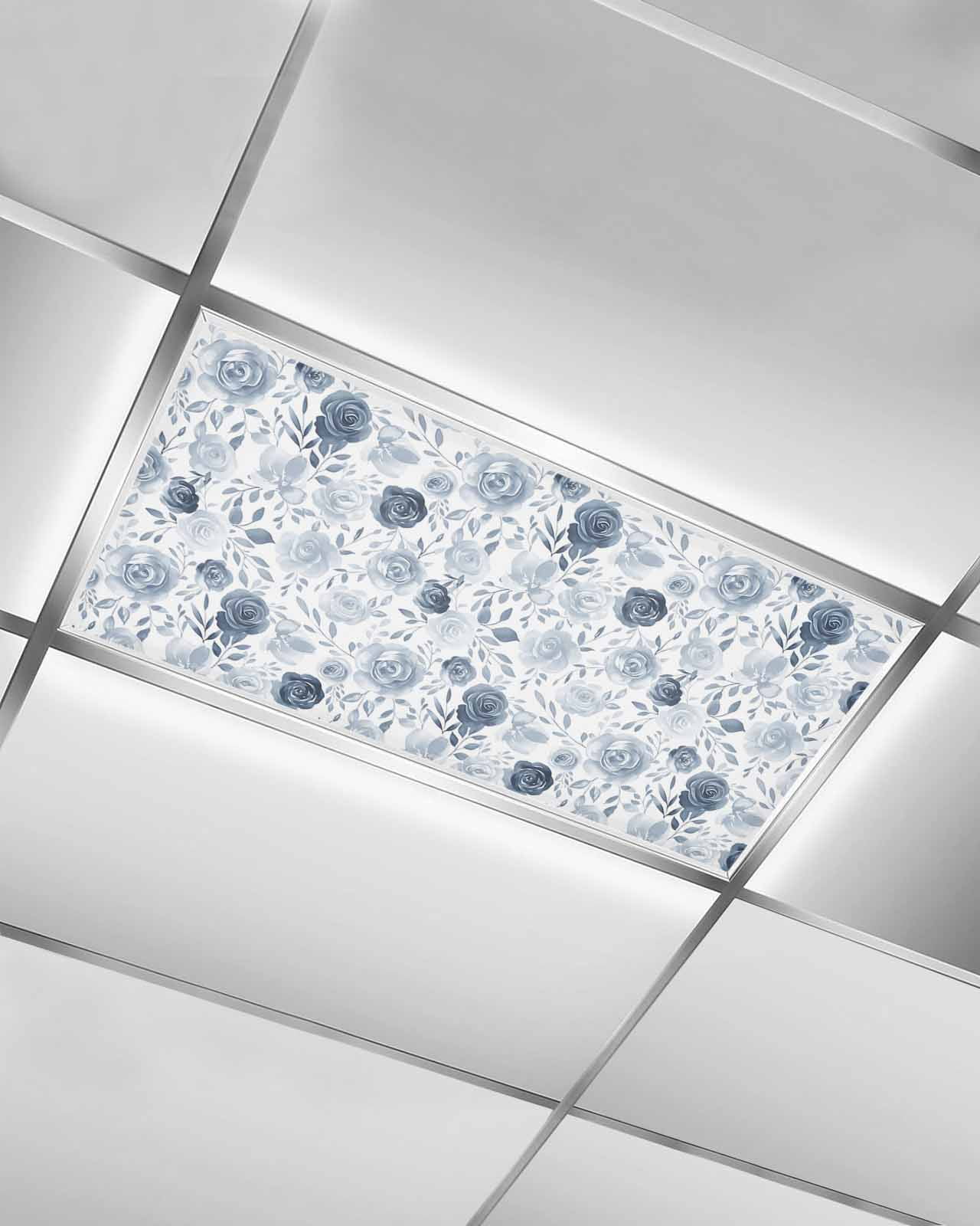 Blue Flowers Fluorescent Light Covers for Ceiling Lights 4x2 feet,1 ...