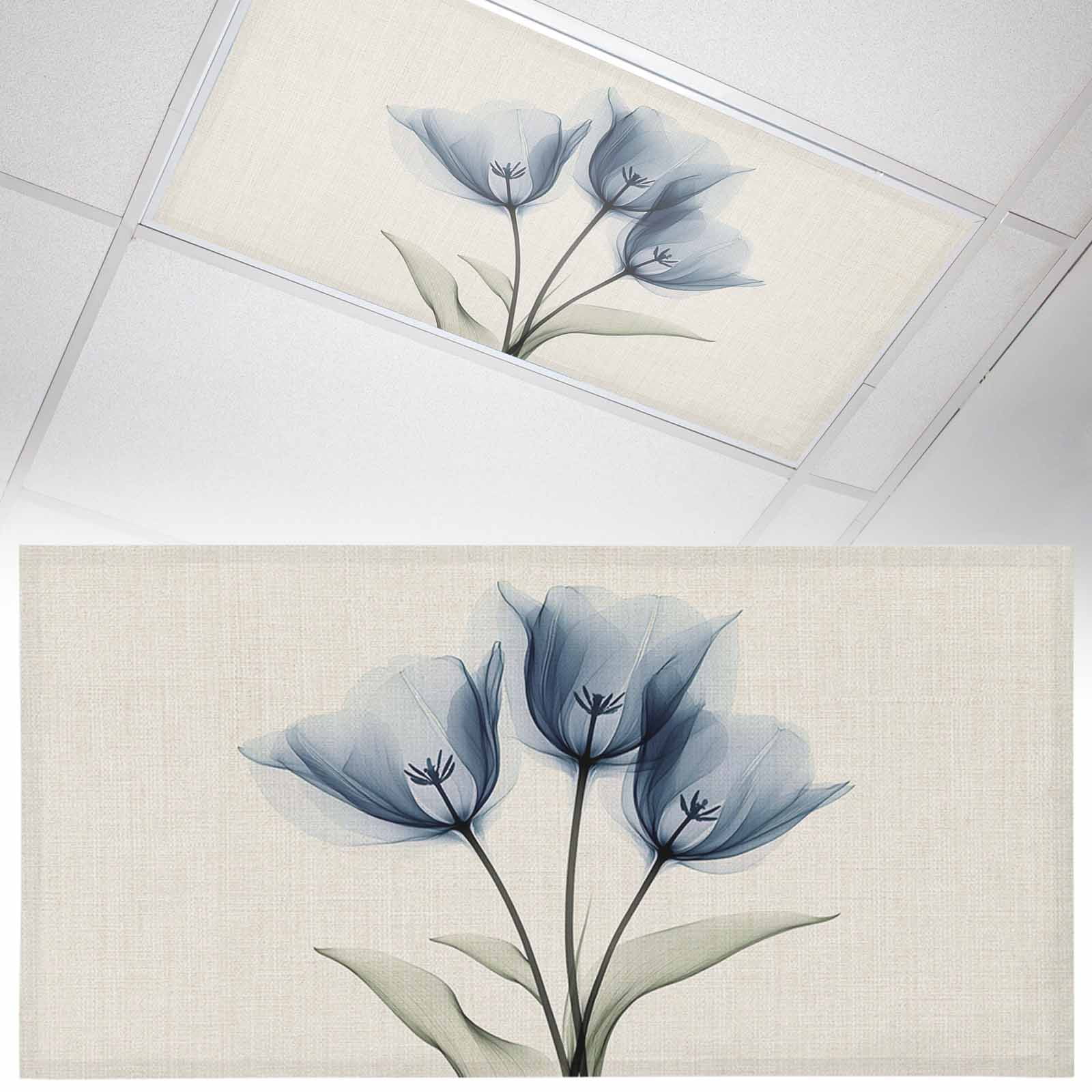 Blue Flowers Fluorescent Light Covers Spring Vintage Country Watercolor ...