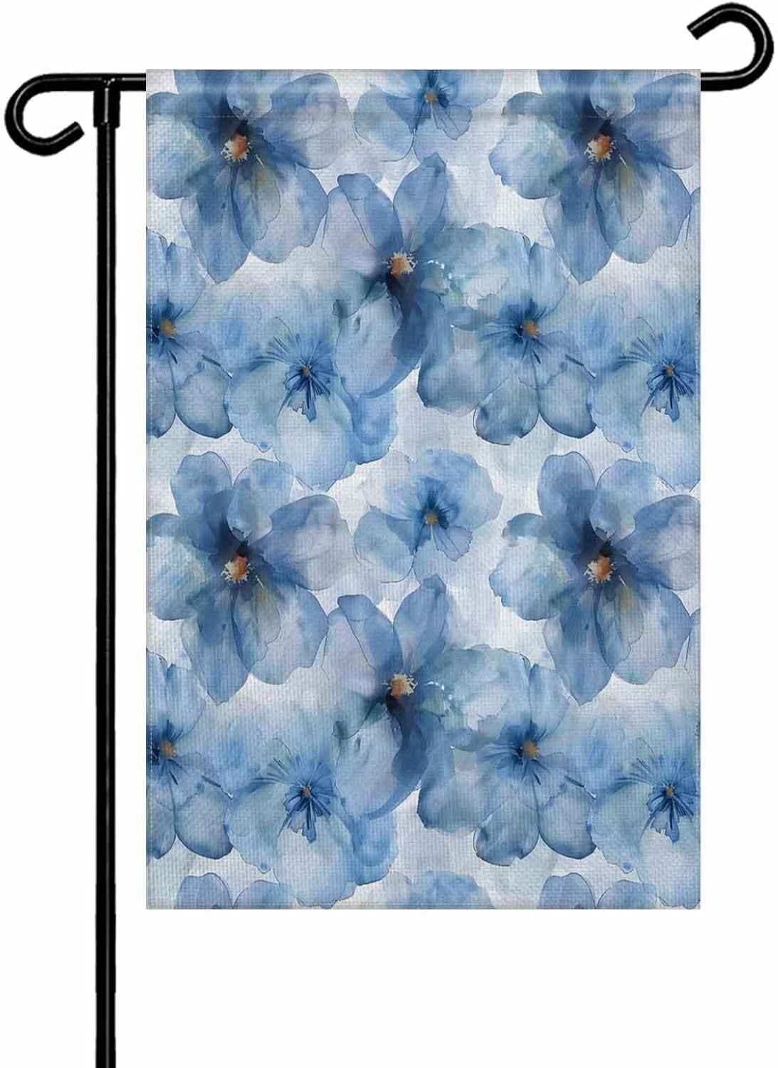 Blue Flowers Garden Flag 12x 18 Double Side, Abstract Pastel Botanical ...