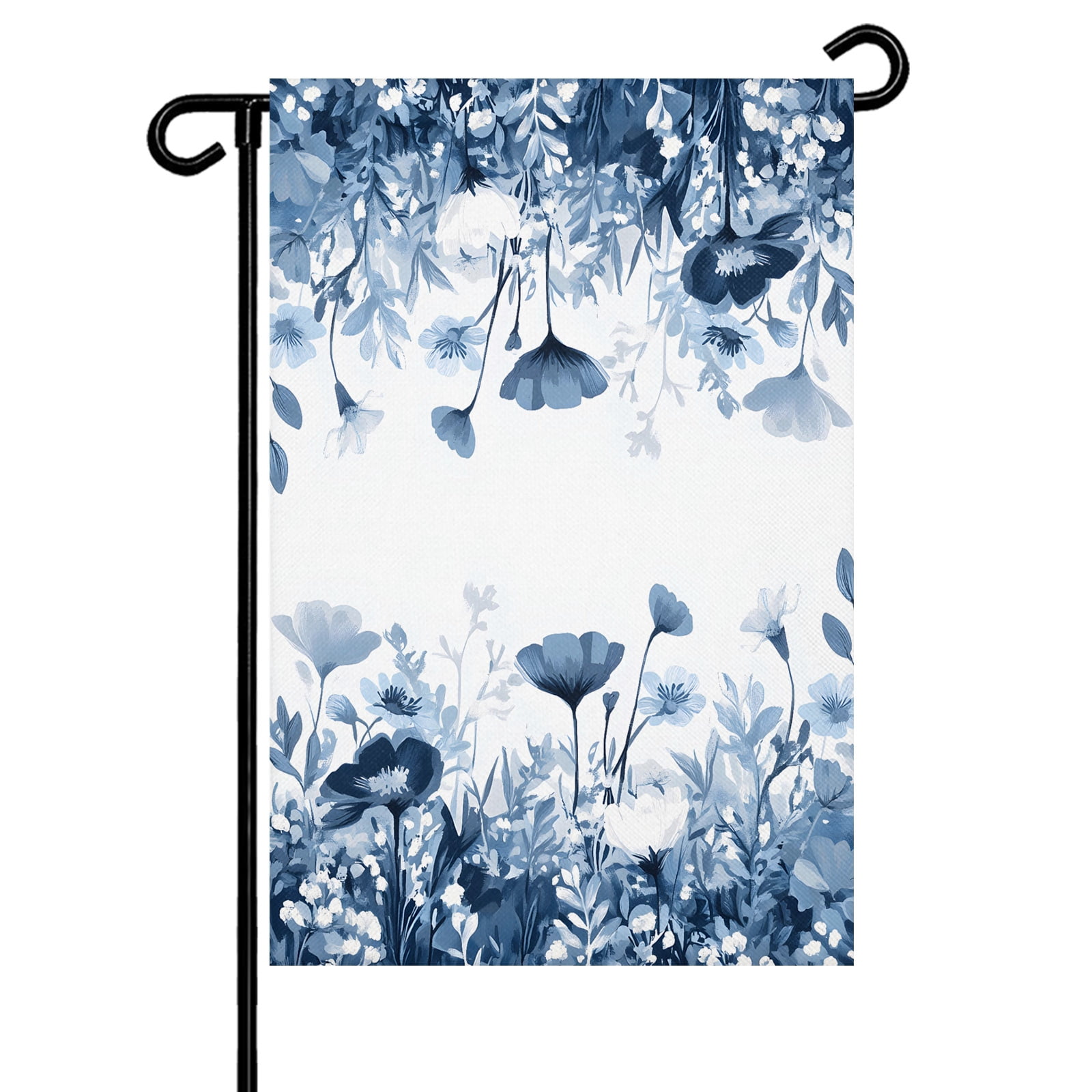 Blue Flowers Garden Flag 12x18 Inch Spring Watercolor Gradient Blue ...