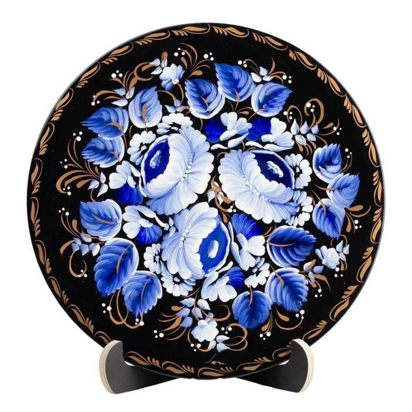 "Blue Flowers" Handmade Wooden Plate, Petrykivka Painting Decorative ...