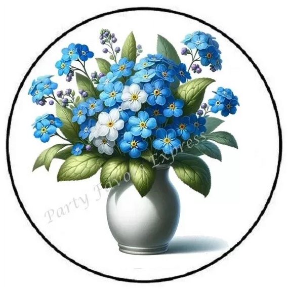 Blue Flowers In Vase Stickers Party Favors Phone Decal Water Bottle ...