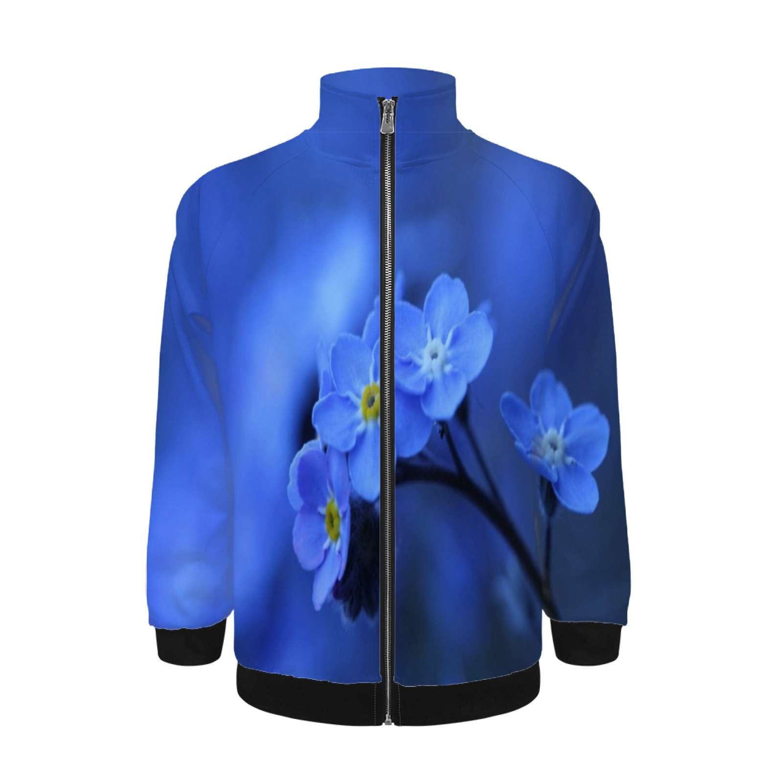 Blue Flowers Jacket Men's Street Cool Long Sleeves Coat Personality ...