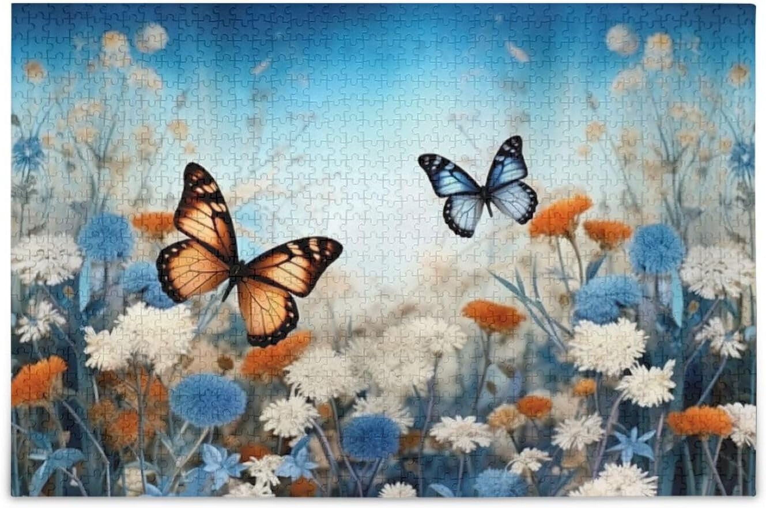 Blue Flowers Jigsaw Puzzles 1000 PiecesPuzzles for Adults Family Game ...