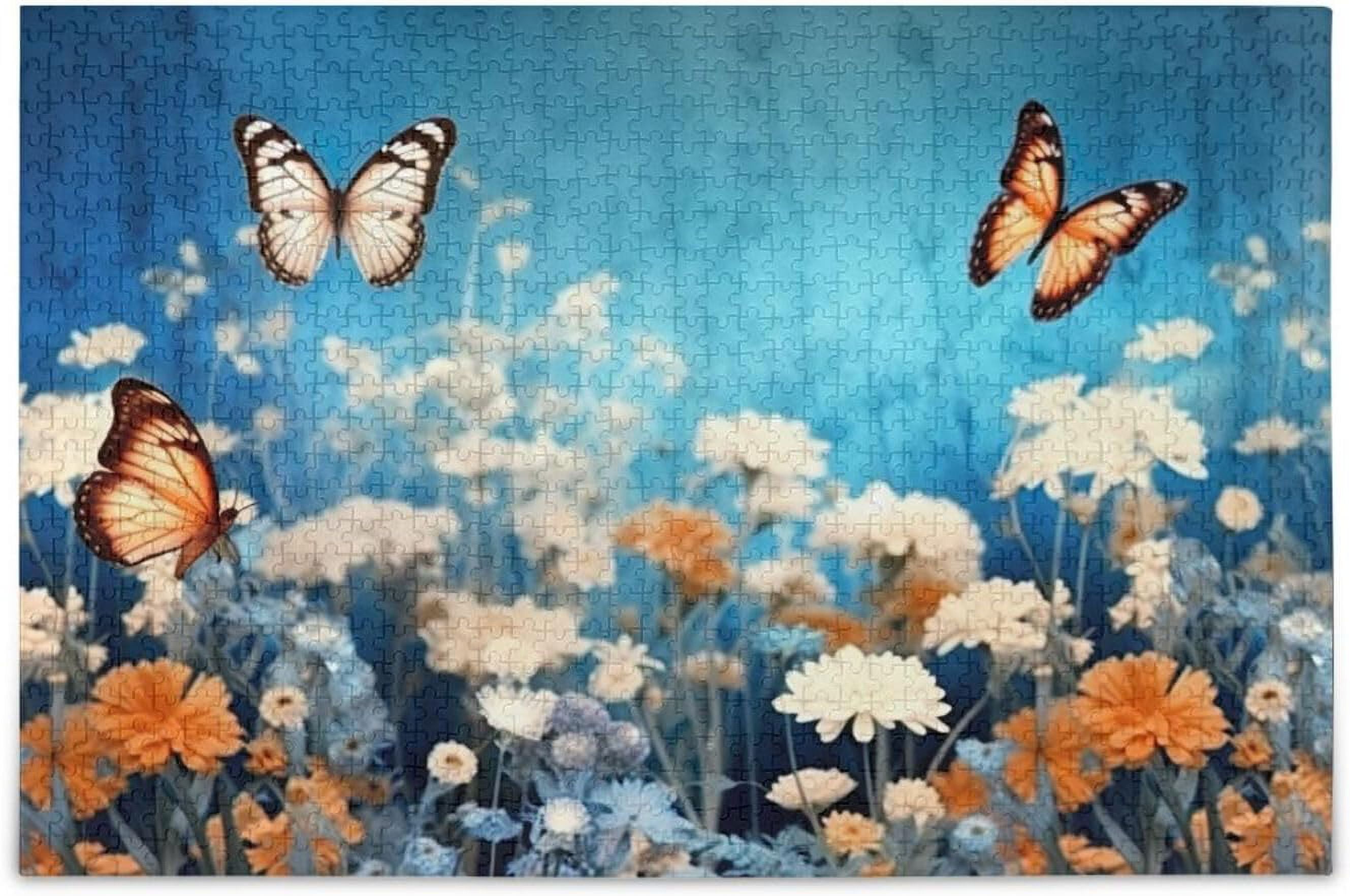 Blue Flowers Jigsaw Puzzles for Adults 1000 Pieces, Die-Cut Puzzle ...