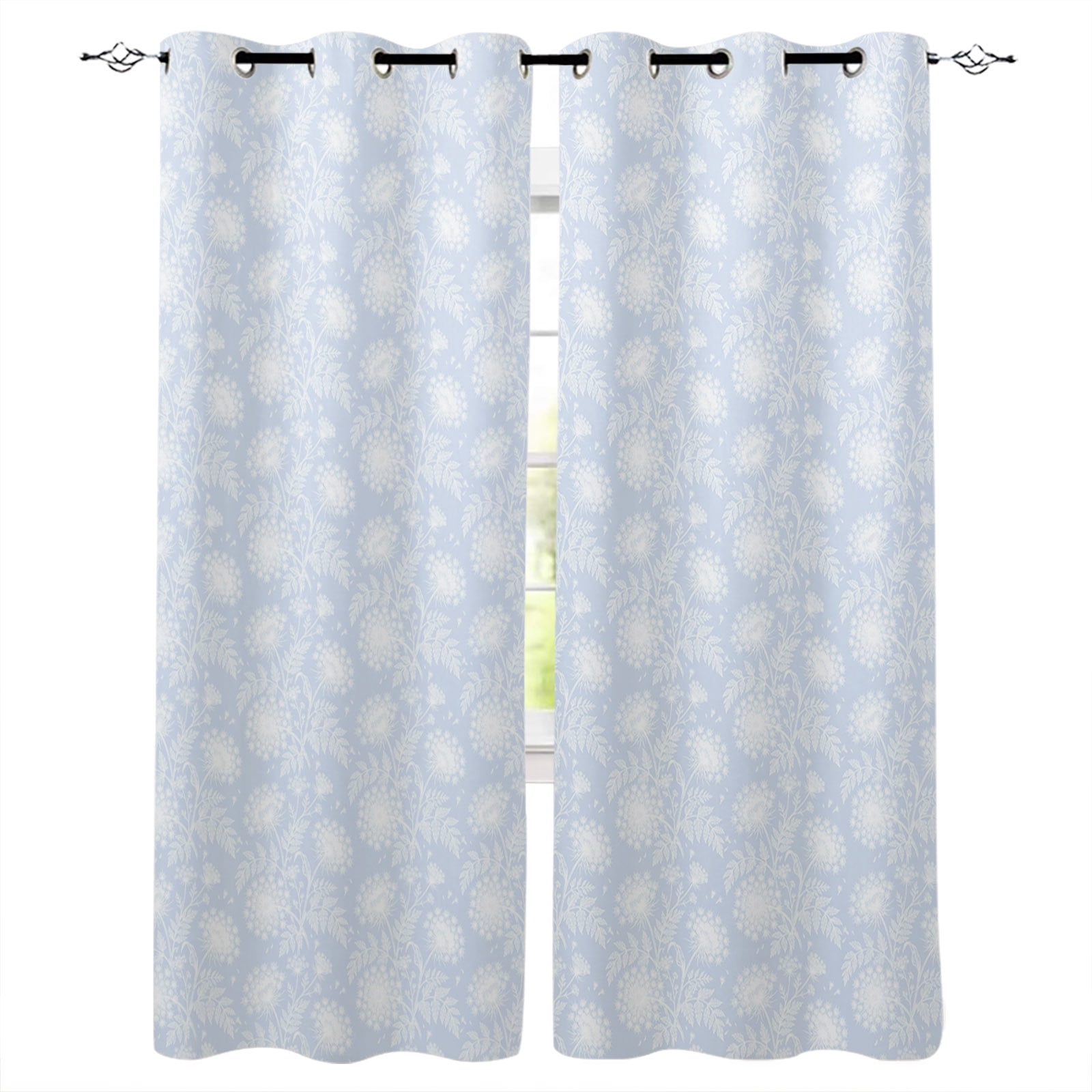 Blue Flowers Kitchen Curtains Cute Floral Botanical Farmhouse Cafe ...
