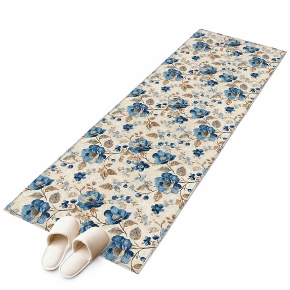 Blue Flowers Kitchen Runner Rug 2x6 Washable Runners for Hallway Non ...