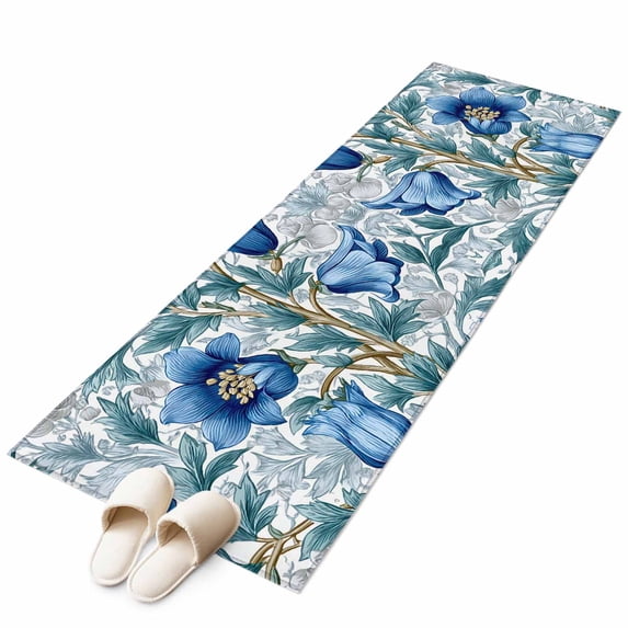 Blue Flowers Kitchen Runner Rug 2x6 Washable Runners for Hallway Non ...