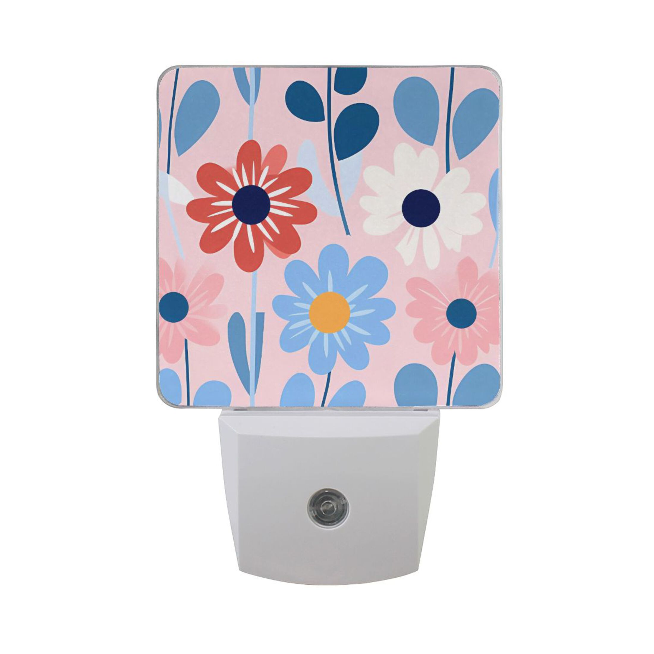 Blue Flowers Night Light LED Dusk to Dawn Auto Sensor Night Lamp Plug ...