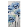 Blue Flowers Oil Painting Abstract Modern Floral Canvas Microfiber ...