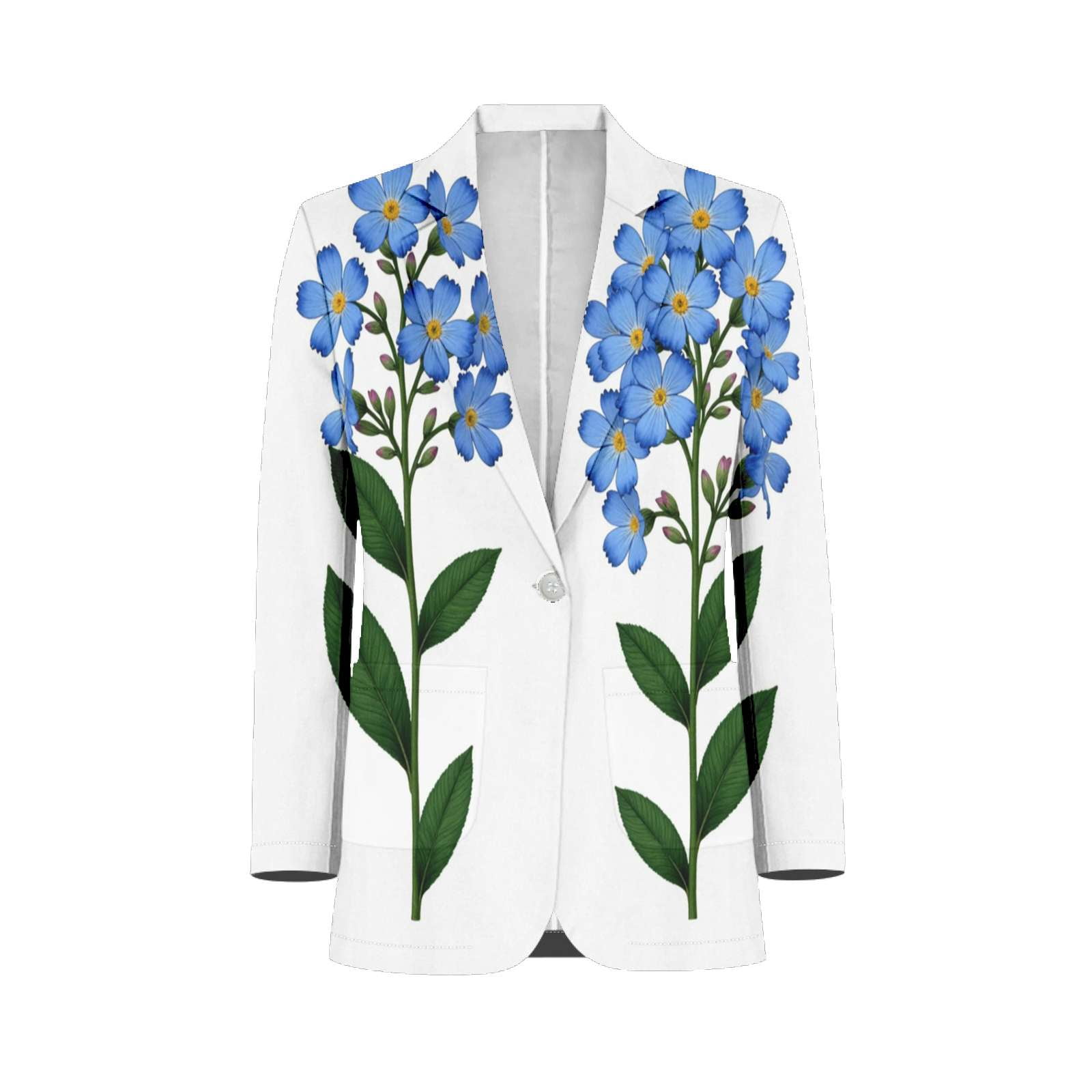 Blue Flowers On Stems Customized Men's Suits full man Shawl Collar ...