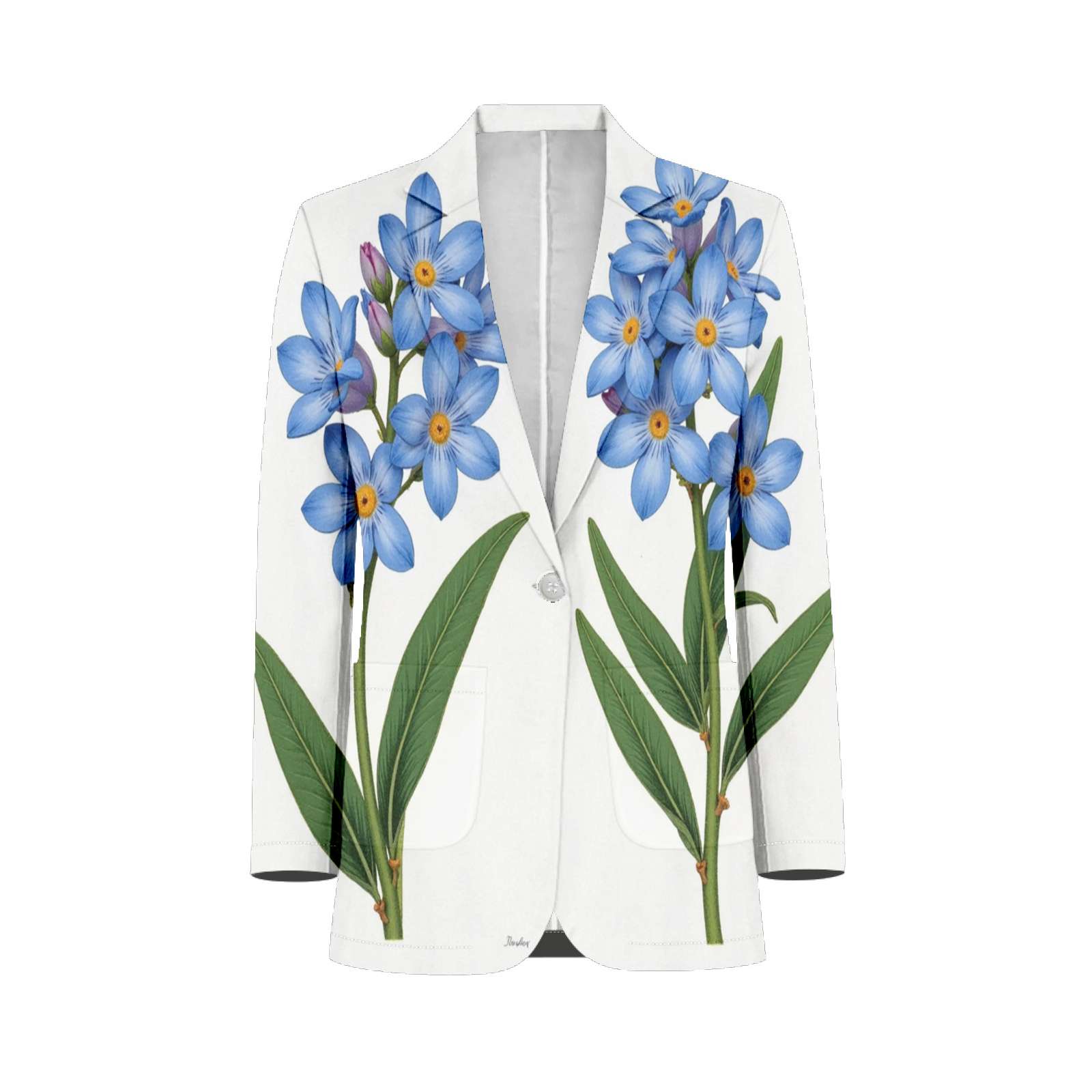 Blue Flowers On Stems Mens Suits Shawl Collar Slim Fit Suit Mens Groom ...