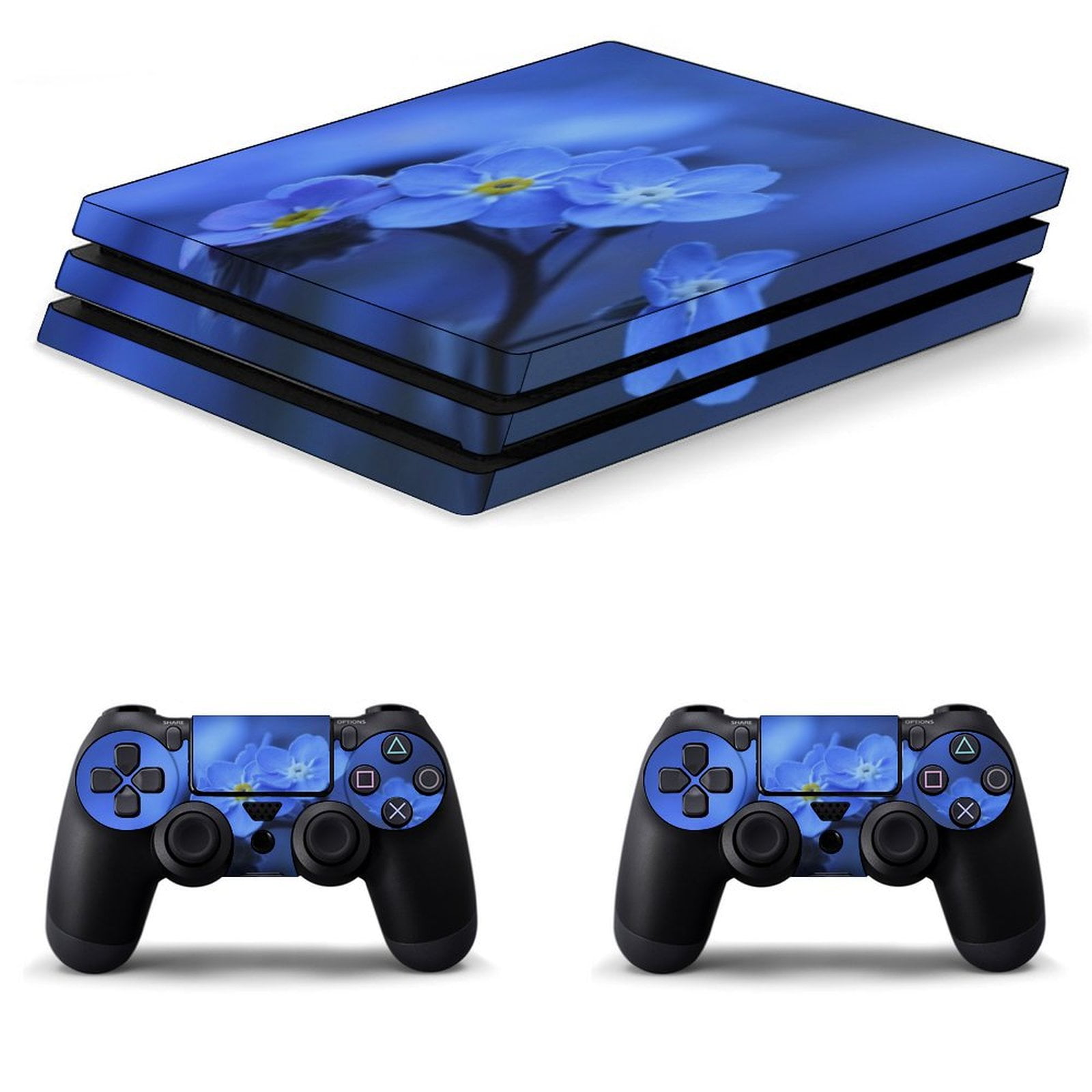 Blue Flowers PS4/PS4 Pro/PS4 Slim Skin Sticker For Console And Controller Skins - Walmart.com