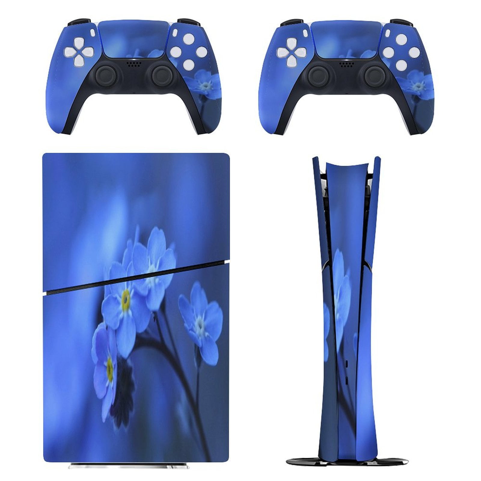 Blue Flowers PS5/PS5 Pro/PS5 Slim Digital Disc Skin Sticker For Console ...