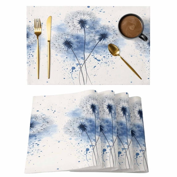 Blue Flowers Placemats Set of 4 Simple Farmhouse Spring Dandelion ...