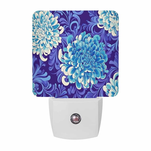 Blue Flowers Plug-in LED Night Lights Purple Painting Auto Dusk-to-Dawn ...