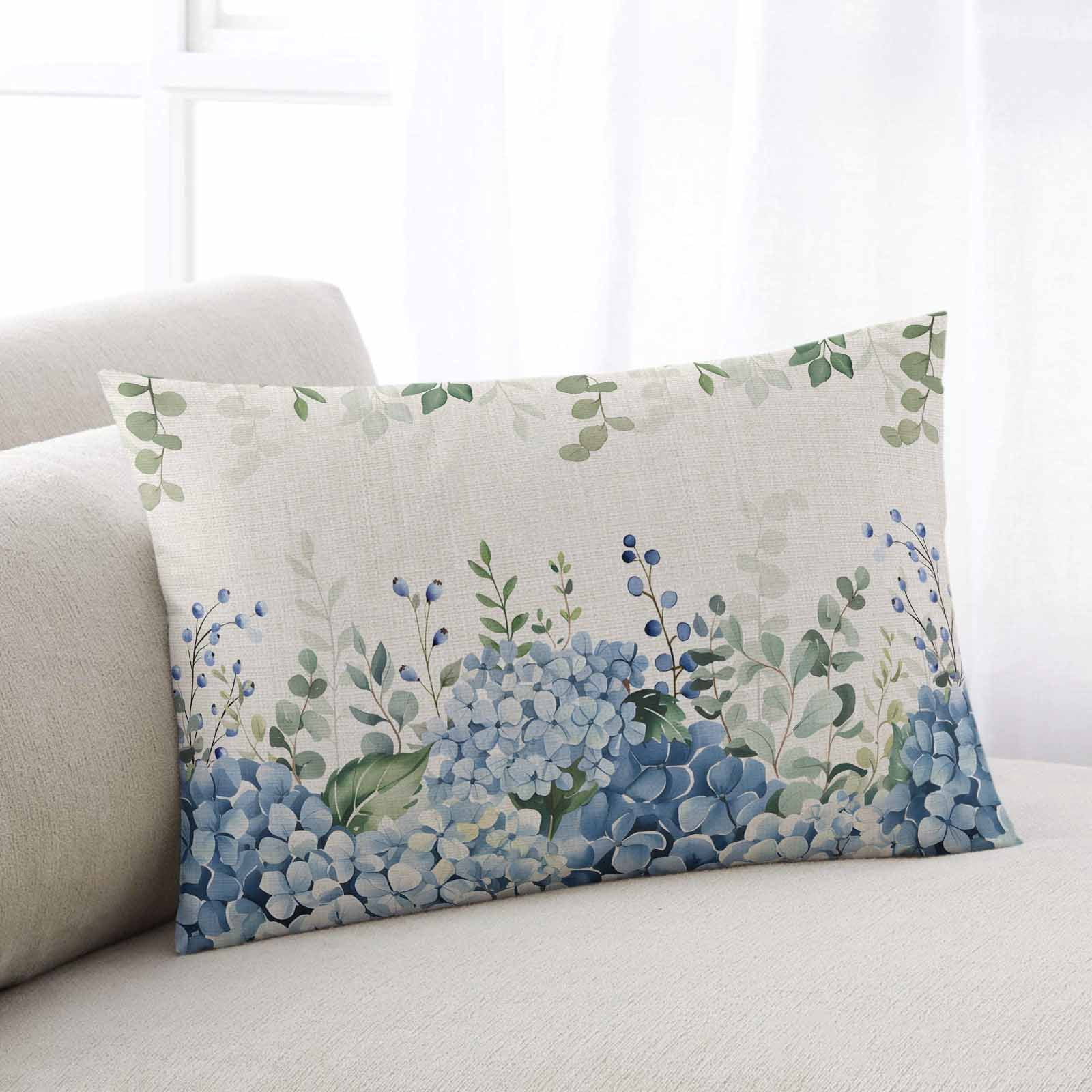 Blue Flowers Queen Size Pillow Cover, Pillowcase Protectors with Zipper ...