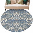 Blue Flowers Round Rug 5ft Washable Circle Kitchen Rugs Non Slip Spring ...