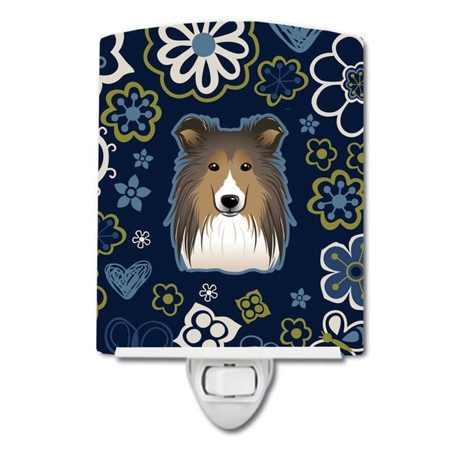 Blue Flowers Sheltie Ceramic Night Light - Walmart.com