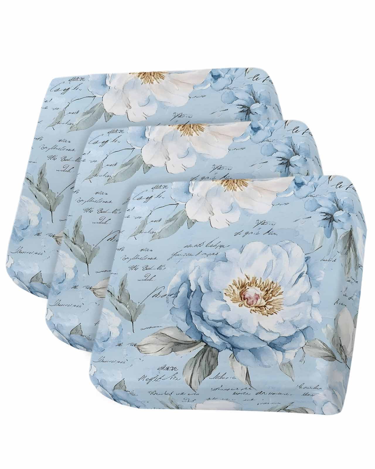 Blue Flowers Sofa Couch Cushion Covers Washable, Removable Stretchable ...