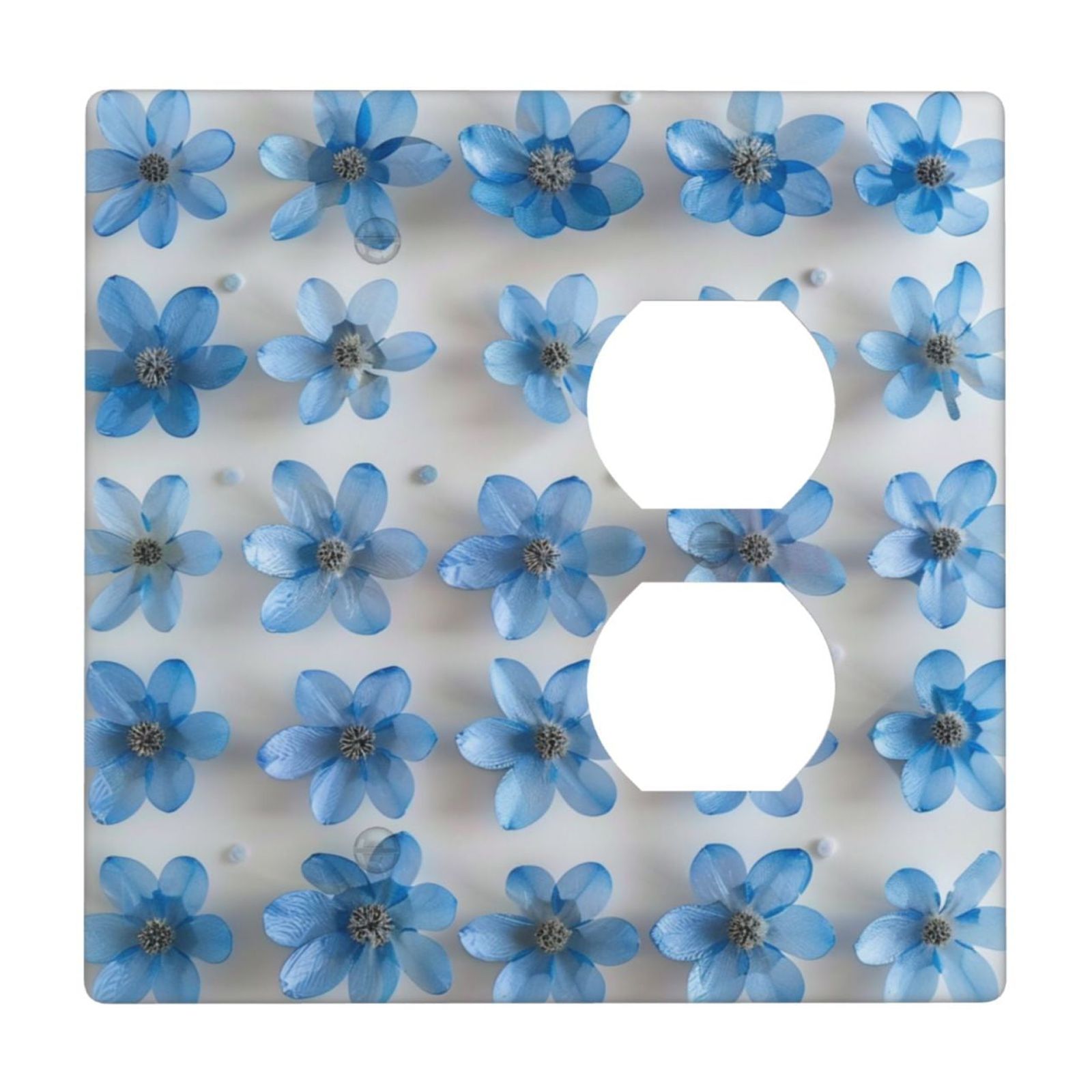 Blue Flowers Switch Cover Decorative Wall Plate / 2-Gang 1-Duplex ...